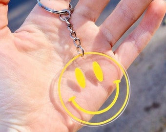 Red Smiley Face Key Chain - Etsy