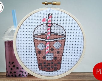 Bubble Tea Cross Stitch Pattern - Etsy