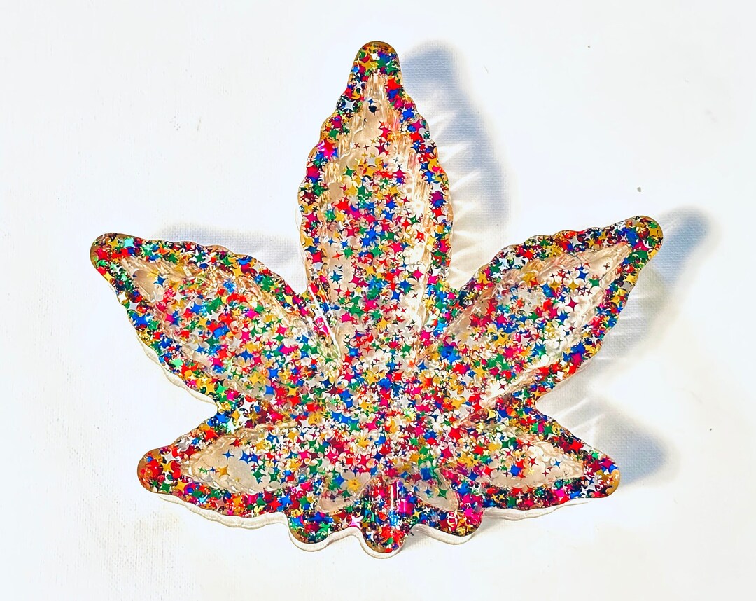 3 Styles Sequin Hemp Leaf Ashtray -handmade -tobacco -marijuana -container -multipurpose ...