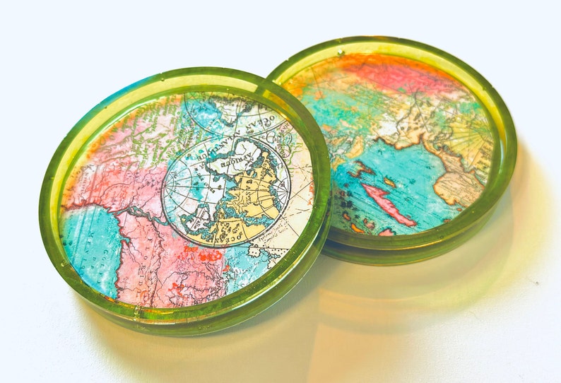 Colorful Maps Cartography Handmade Vanity Tray and Coasters - Etsy