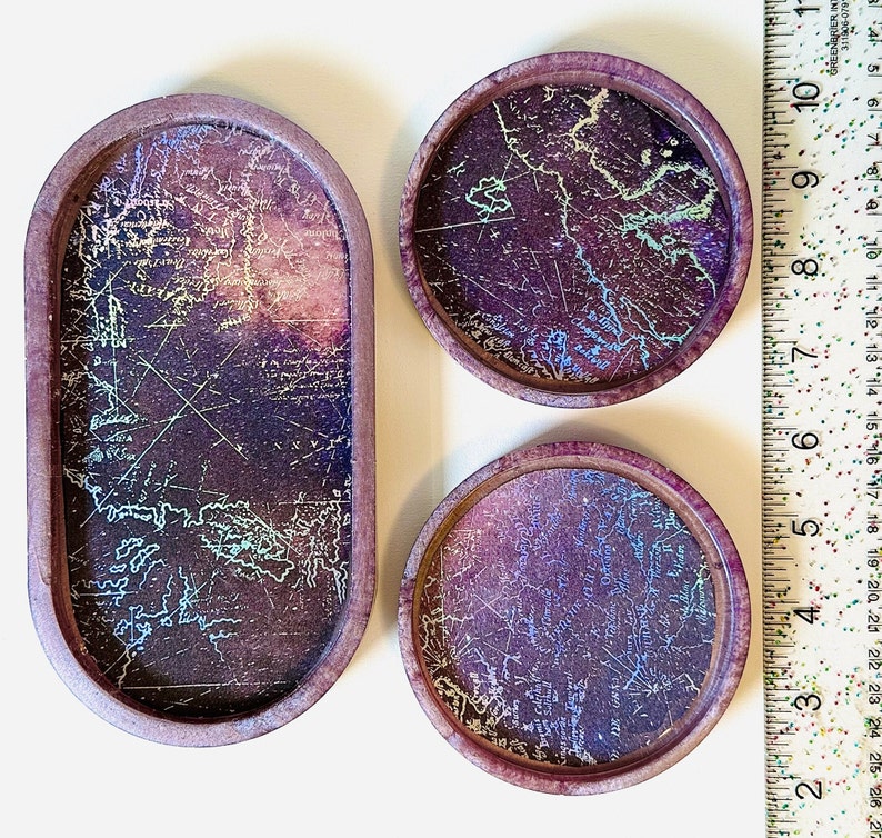 Colorful Maps Cartography Handmade Vanity Tray and Coasters - Etsy