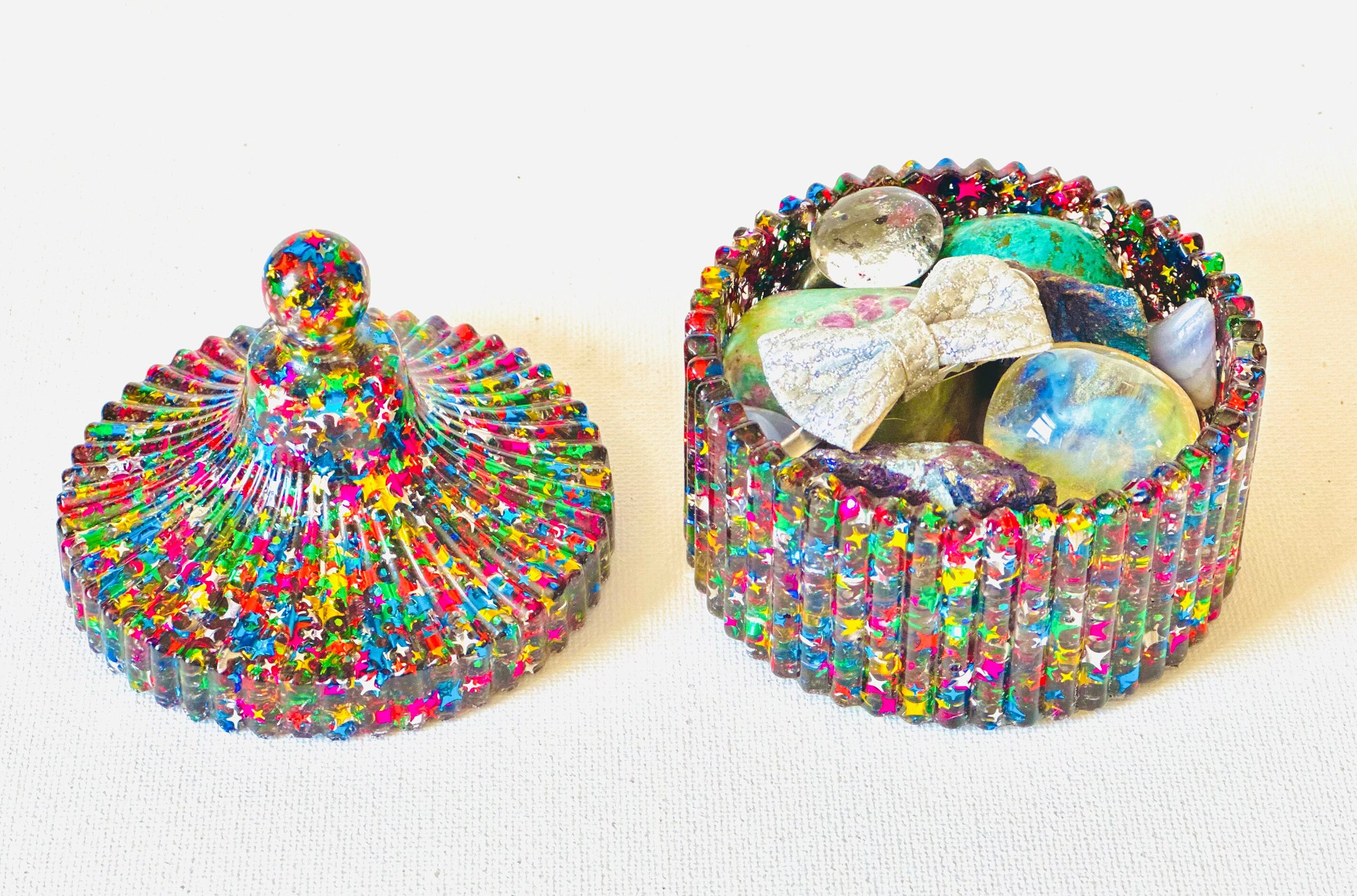 Rainbow Stars Small Decorative Box- Glitter -colorful -handmade Storage ...