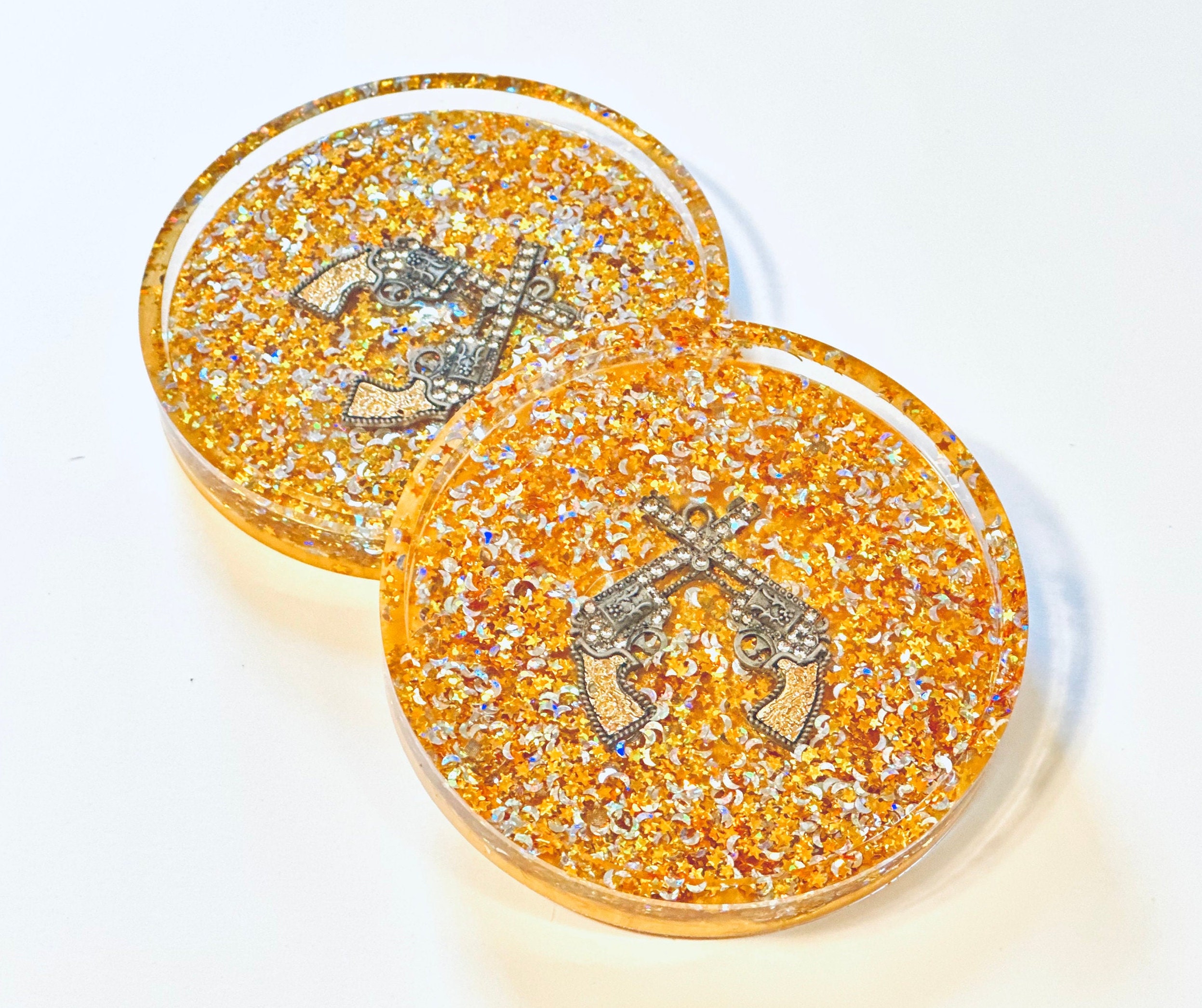 Gunslinger Revolver Coasters circular cowboy crescent Moon wild West ...