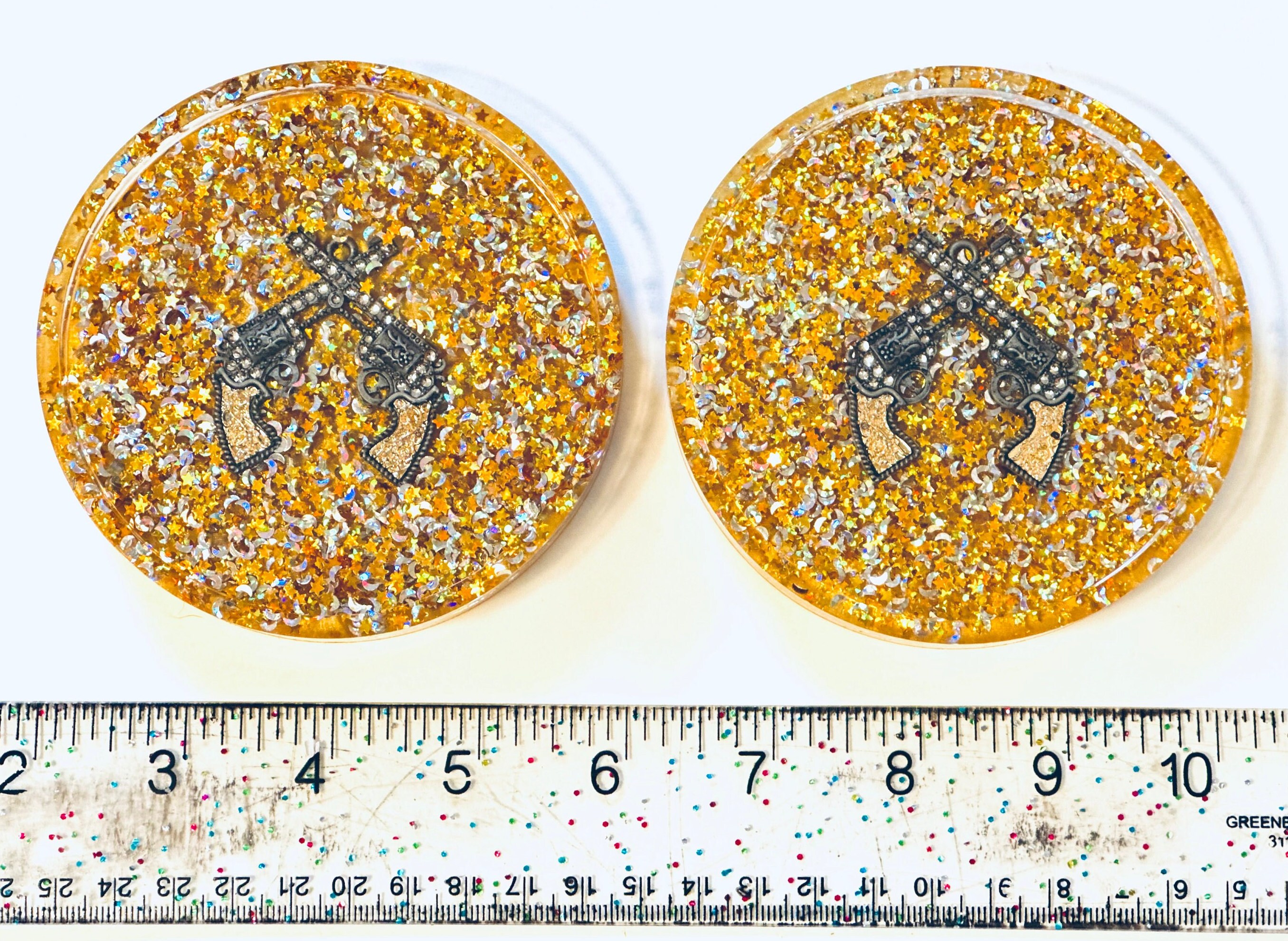 Gunslinger Revolver Coasters circular cowboy crescent Moon wild West ...