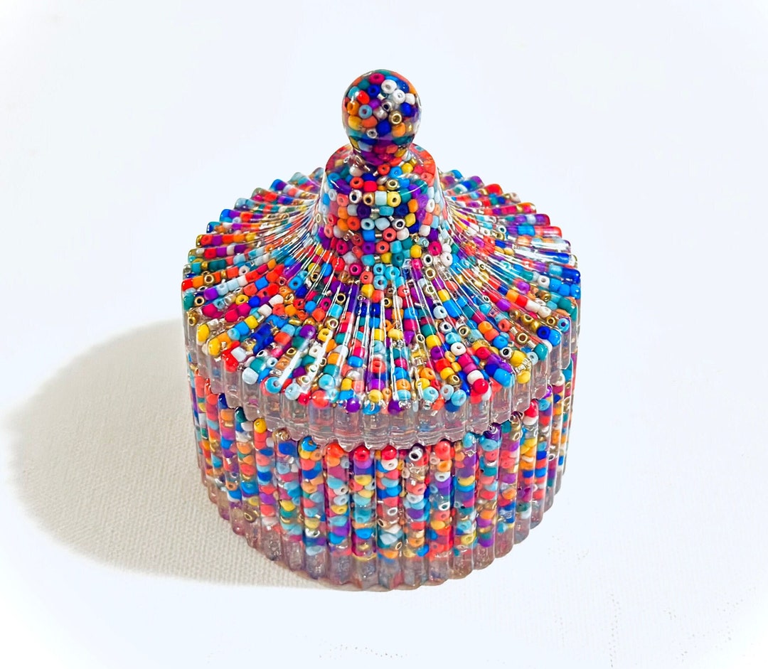 Small Rainbow Decorative Storage Box - Handmade -colorful -gift -beads ...