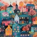 Nostalgic Houses Print Whimsical Mary Blair Houses Mary Blair Style Art ...