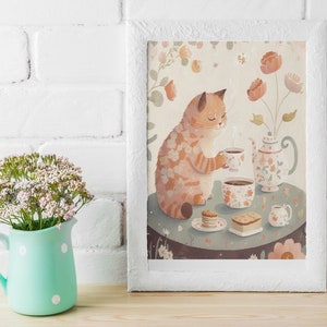 Cute Cat in Teashop - Plump Cat Teashop - Mei Ling Style Art - Teatime ...
