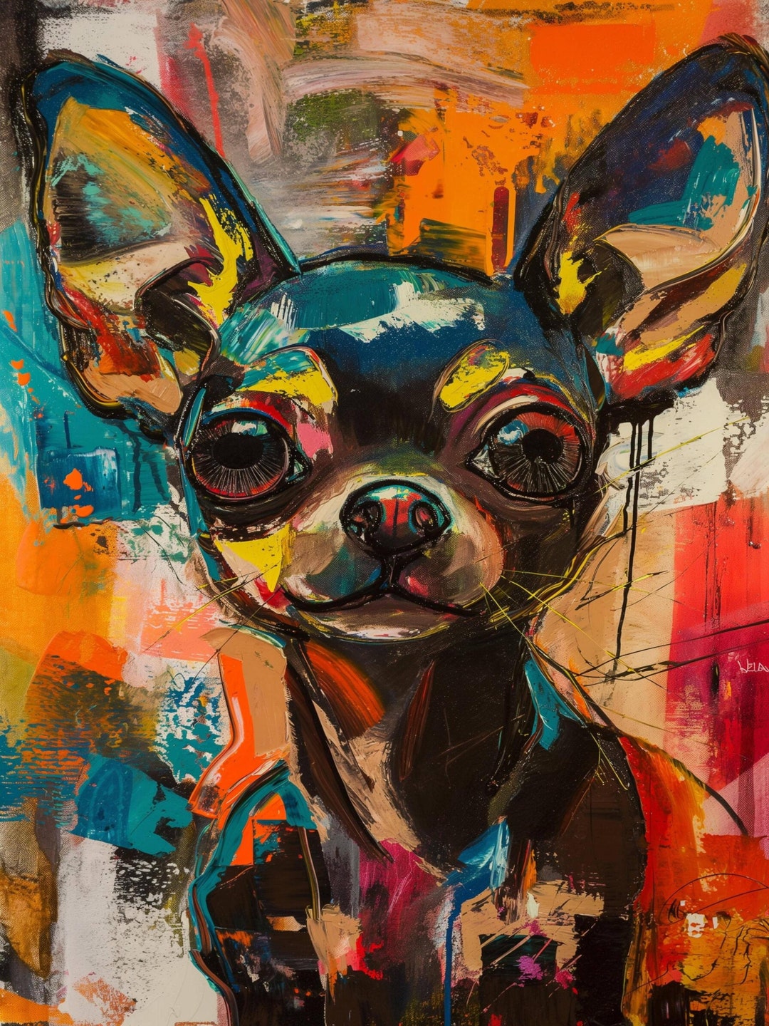Chihuahua Graffiti Wall Art - Pop-art Dog Art - Whimsical Chihuahua ...