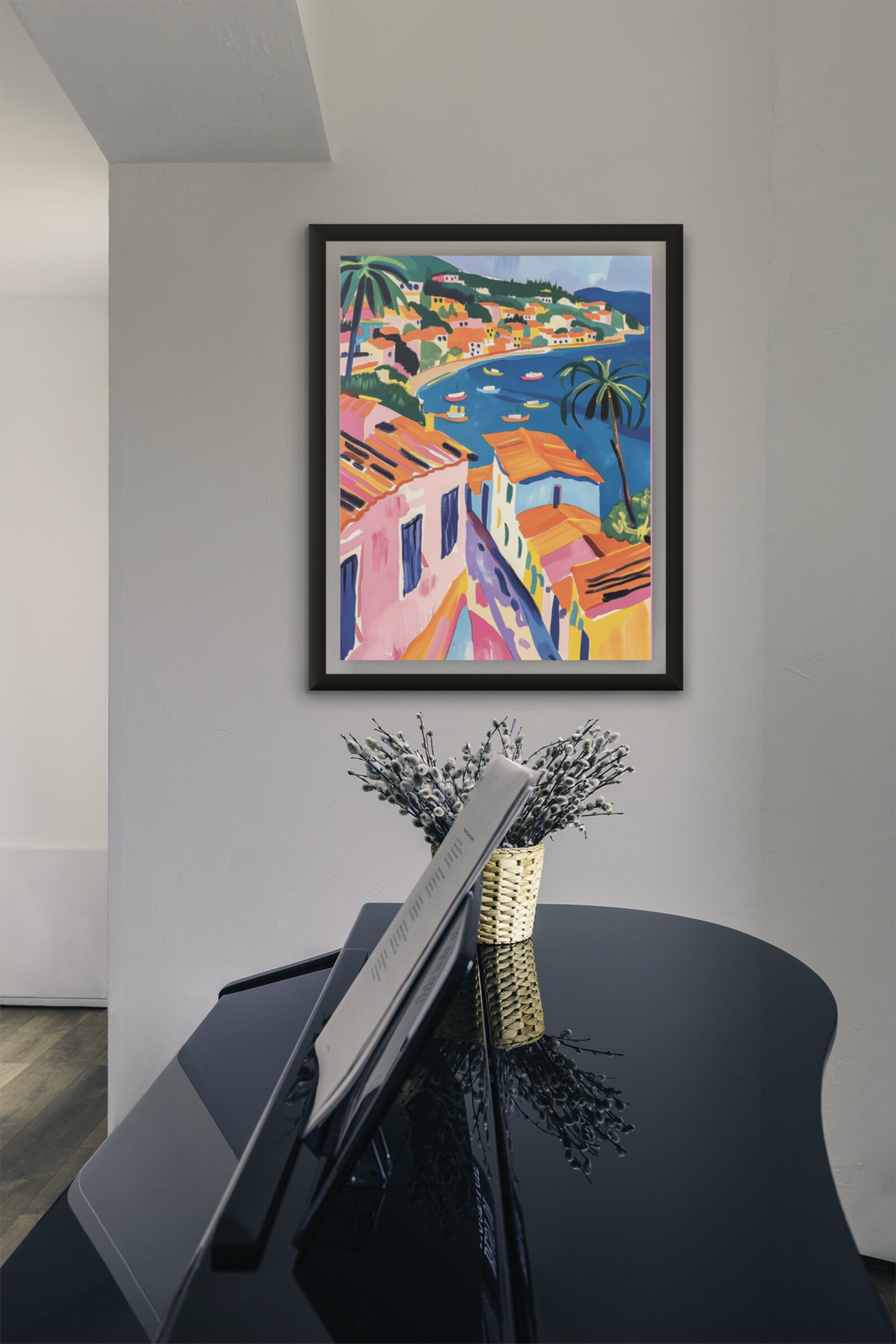 French Seaside Art Print: Matisse Style Coastal Village (digital ...