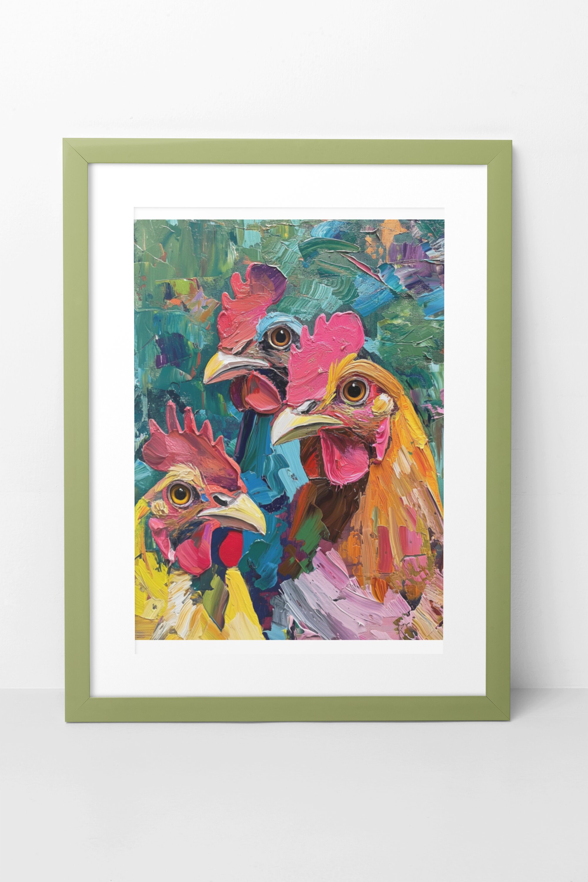 Impasto Chicken - Abstract Chicken Gift - Vibrant Chicken Art - Whimsy ...