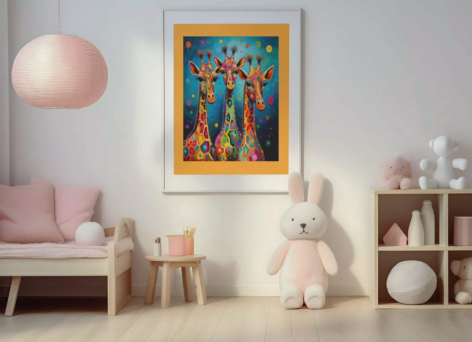 Rainbow Giraffe Art Print: Whimsical Nursery Decor (digital Download ...