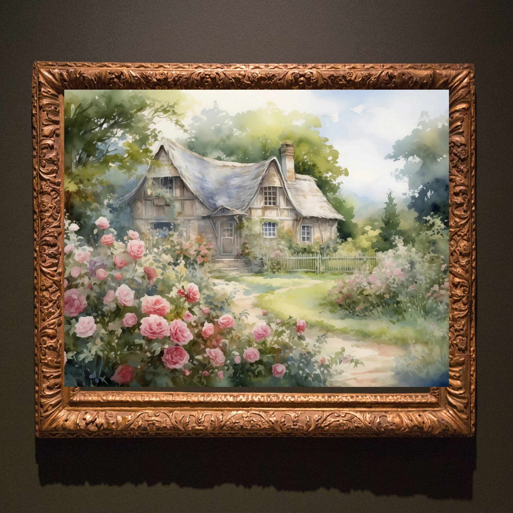 Country Cottage Wall Art English Cottage Print Printable Cottage Rose ...