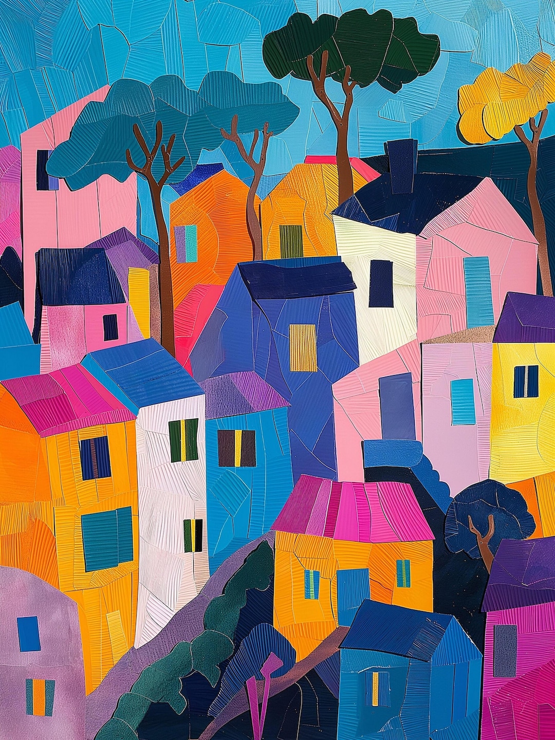 Matisse Style French Homes Print: Colorful Abstract Art (digital ...