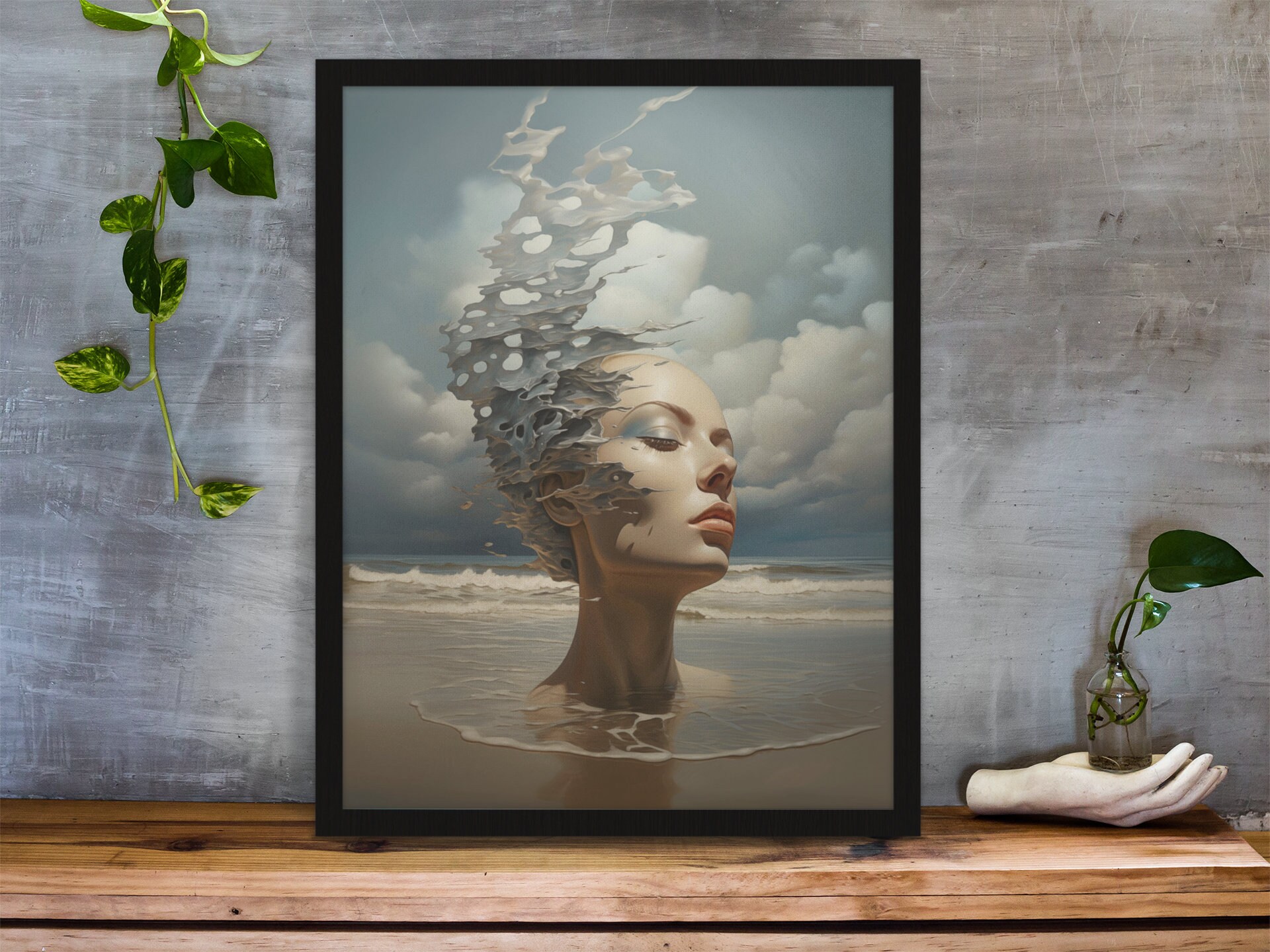 Serene Surreal Woman - Surreal Head of a Woman - Surreal Head on a ...