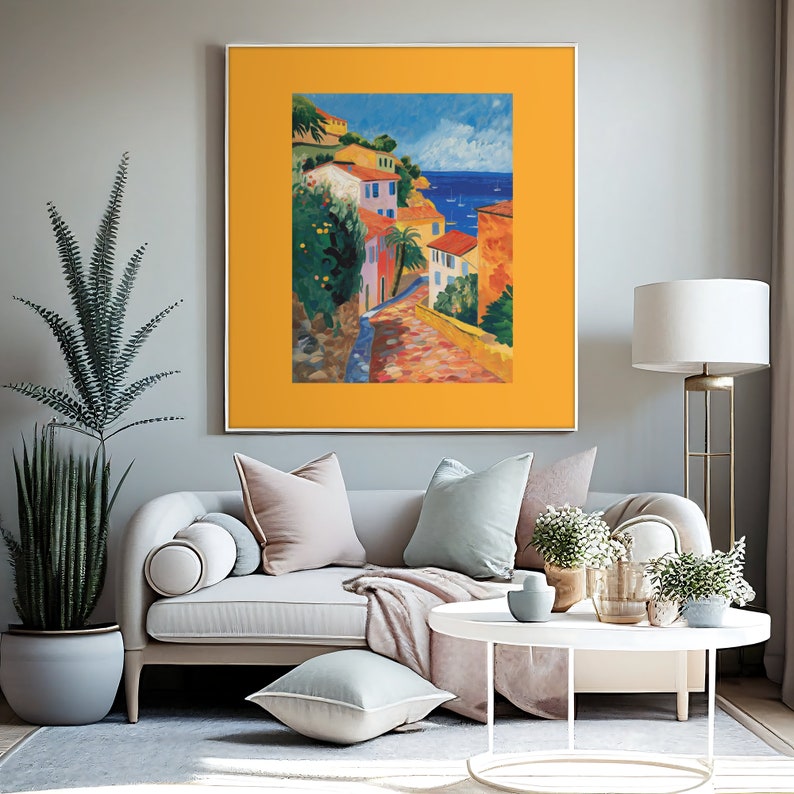 French Riviera Art Print: Seaside Houses, Henri Matisse Style (digital ...