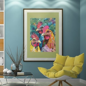 Impasto Chicken - Abstract Chicken Gift - Vibrant Chicken Art - Whimsy ...