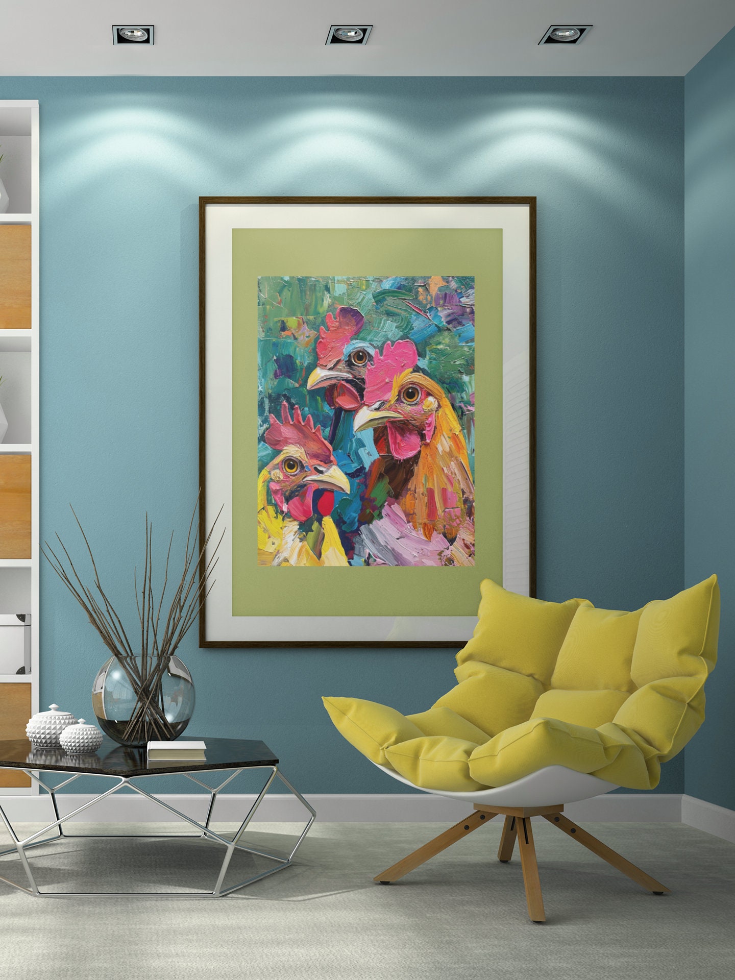 Impasto Chicken - Abstract Chicken Gift - Vibrant Chicken Art - Whimsy ...