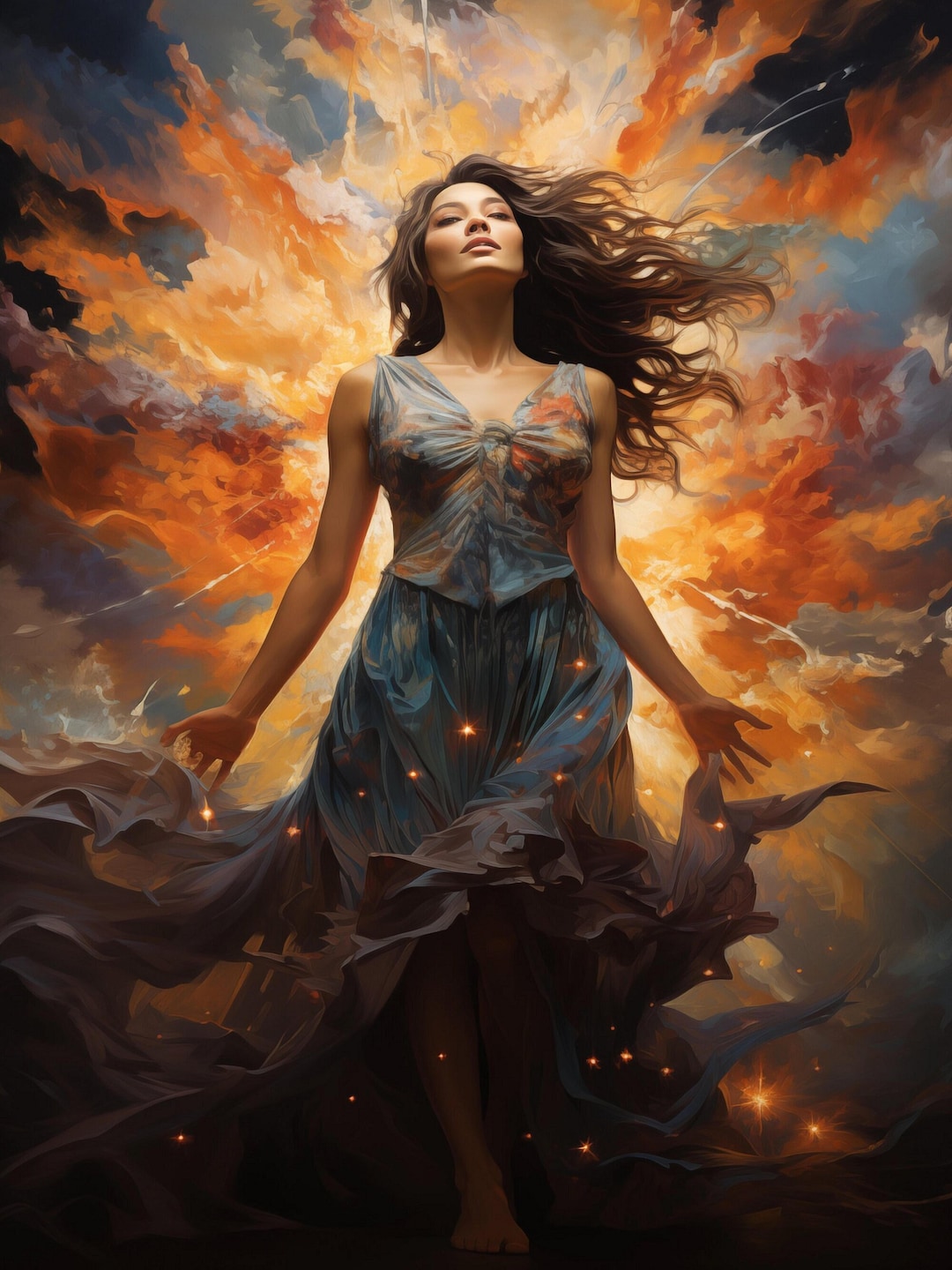 Cosmic Woman Art Print: Surreal Celestial Energy (digital Download) - Etsy
