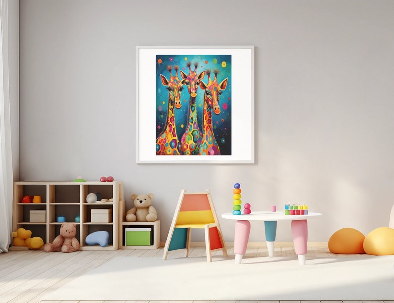 Rainbow Giraffe Art Print: Whimsical Nursery Decor (digital Download ...