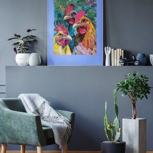 Impasto Chicken - Abstract Chicken Gift - Vibrant Chicken Art - Whimsy ...