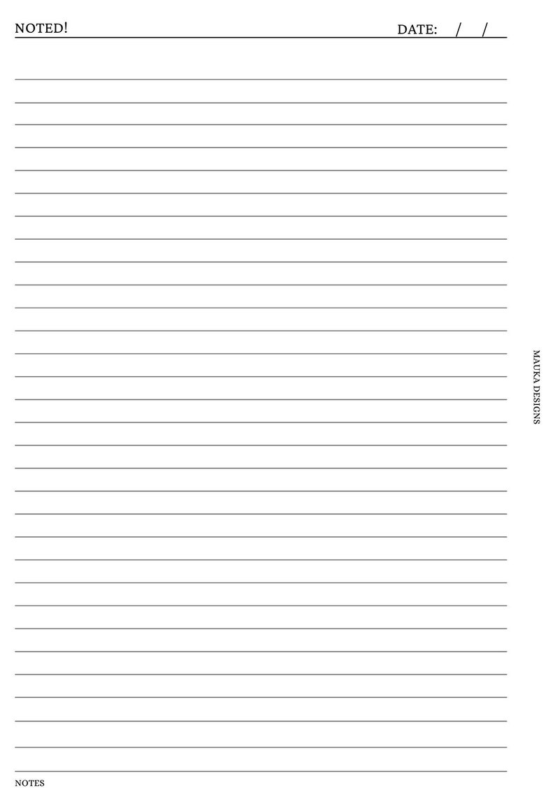 Letter Size Notes Page Printable Planner Insert Personal Size Inserts ...