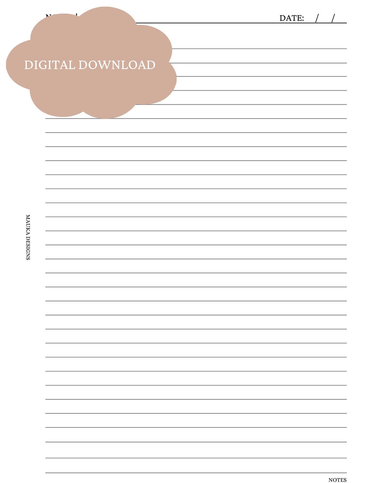 Letter Size Notes Page Printable Planner Insert Personal Size Inserts ...