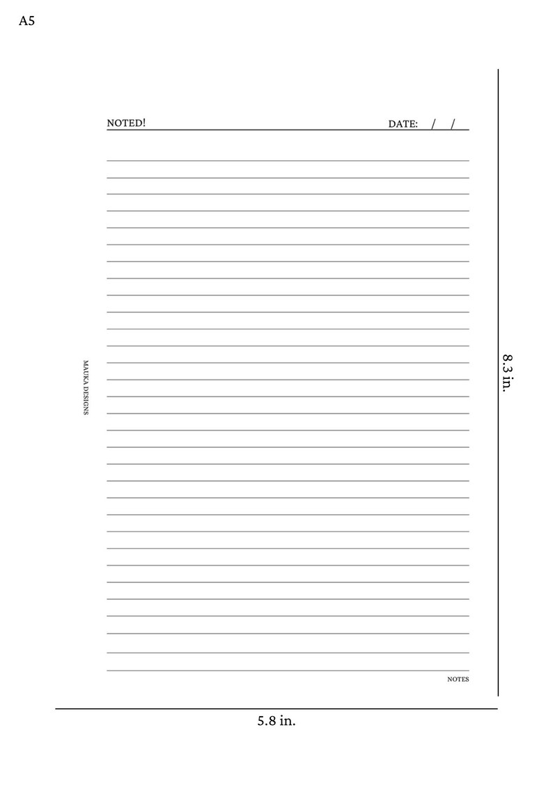 A5 Notes Page Printable Planner Insert Personal Size Inserts - Etsy