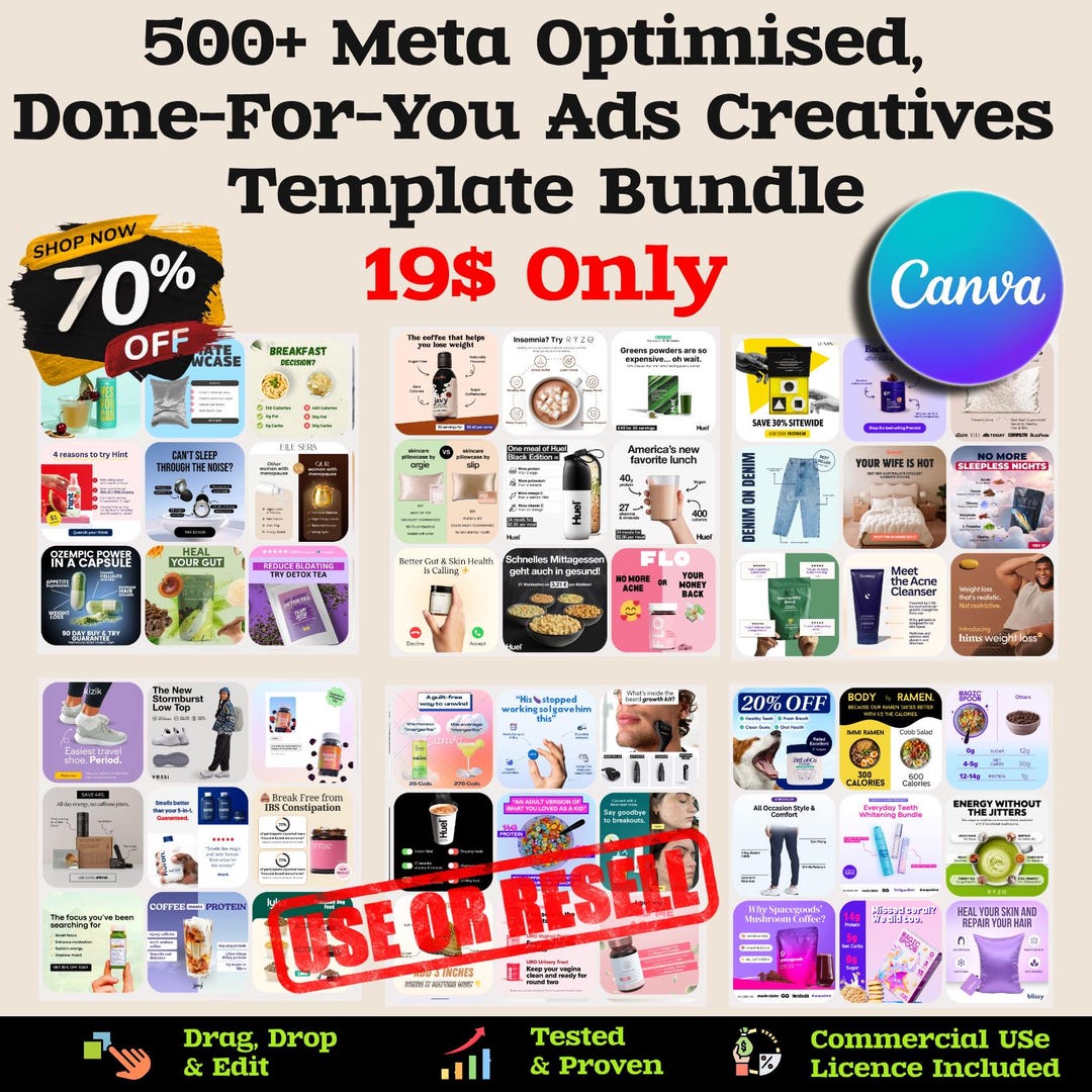 500 Meta-optimized Canva Ad Templates High-converting, Editable Ad ...