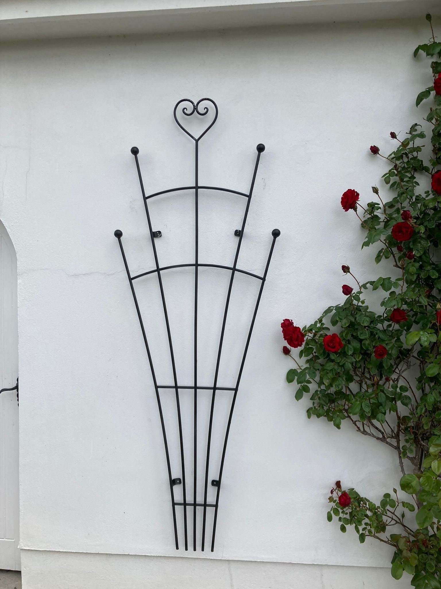 Fan Wall Trellis in Solid Steel With Hand Forged Heart Centre Piece ...