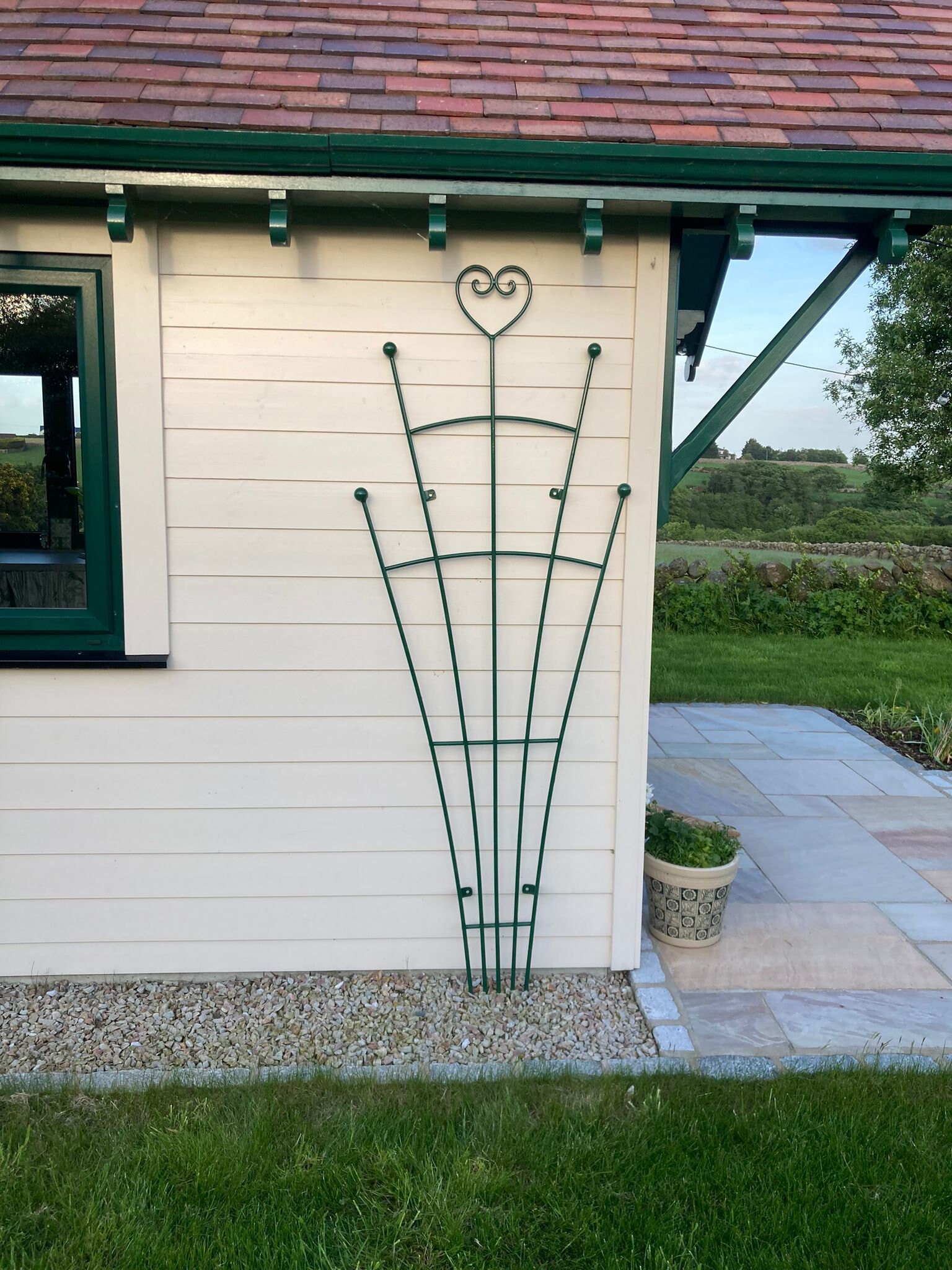 Fan Wall Trellis in Solid Steel With Hand Forged Heart Centre Piece ...