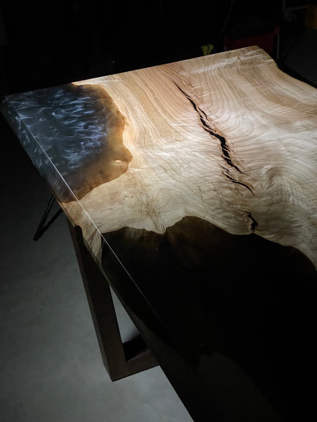 Walnut, Maple & Black Epoxy Desk - Etsy