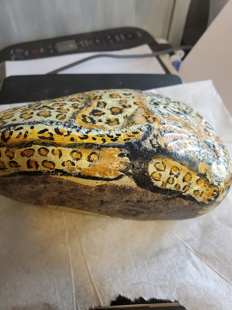5# River Rock Hand Painted Leopard Cheetah Zoo Wildlife Animal Pet ...