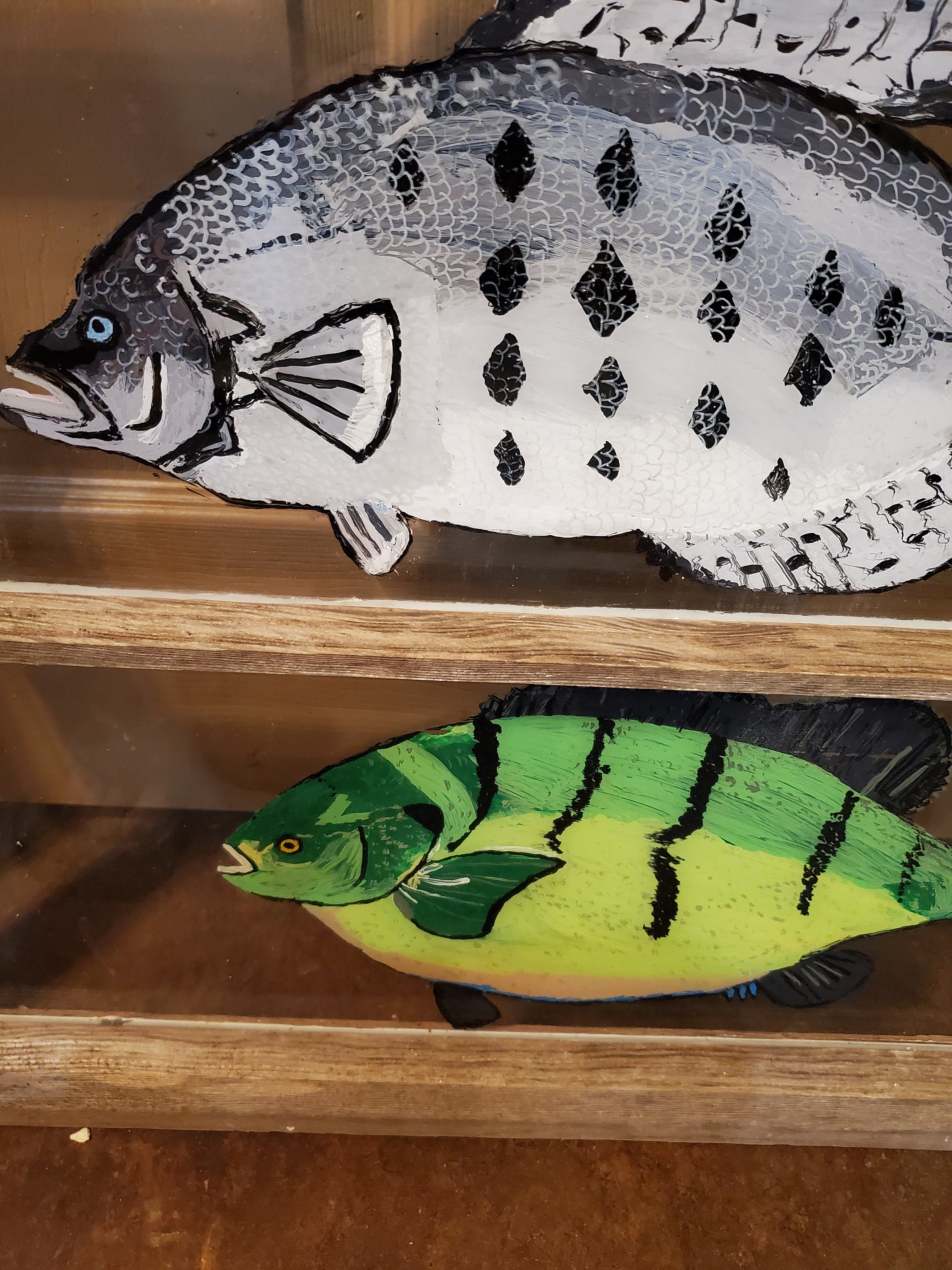 Vintage 3 Lite Wood Window Sash With Hand Painted Fish Bass Crappie ...