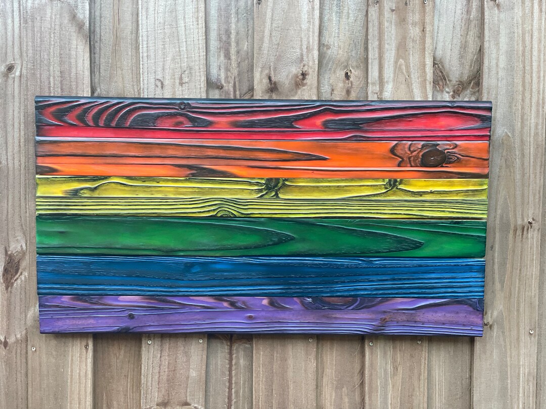 Rustic Wood Burnt Pride Flag - Etsy