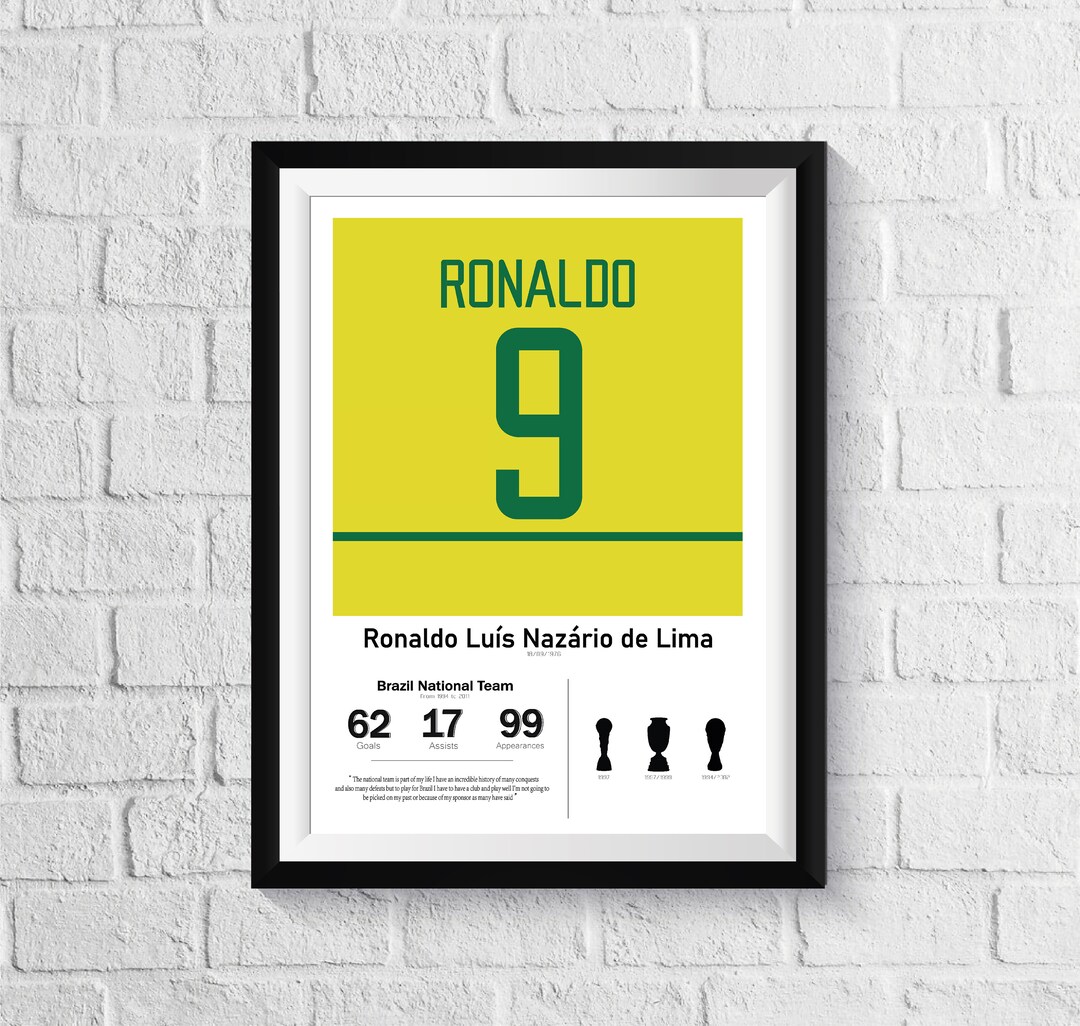 Football Icon Poster Ronaldo Nazario Stats - Etsy