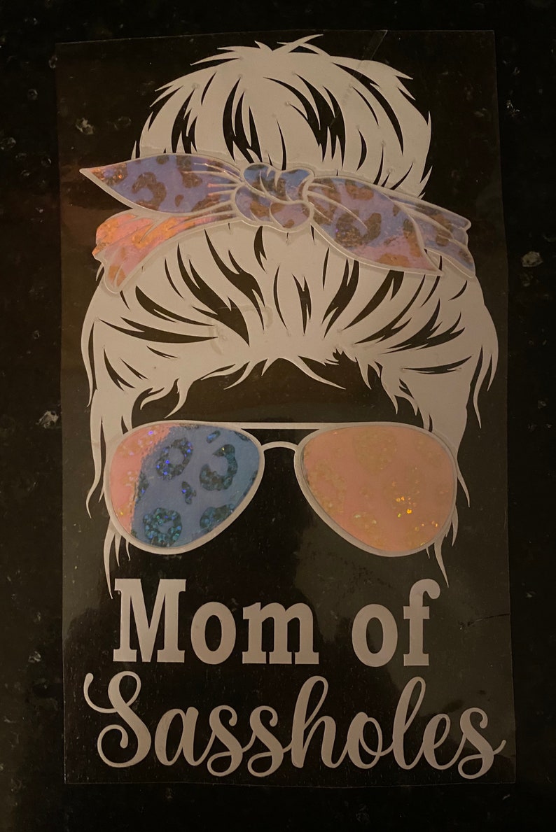 Mom of Sassholes || Messy Bun Decal Sticker || Car Decal || Tumbler ...