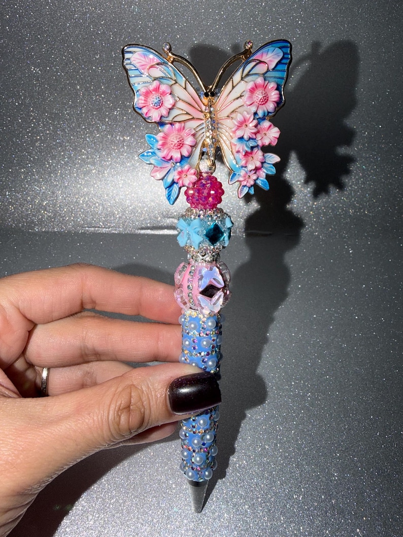 Butterfly With Dangles Rhinestone Bling Fancy Pens - Refillable Ink ...