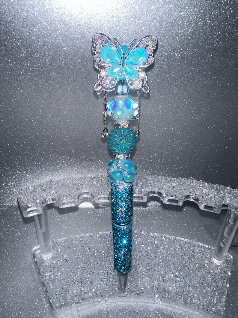 Butterfly With Dangles Rhinestone Bling Fancy Pens - Refillable Ink ...