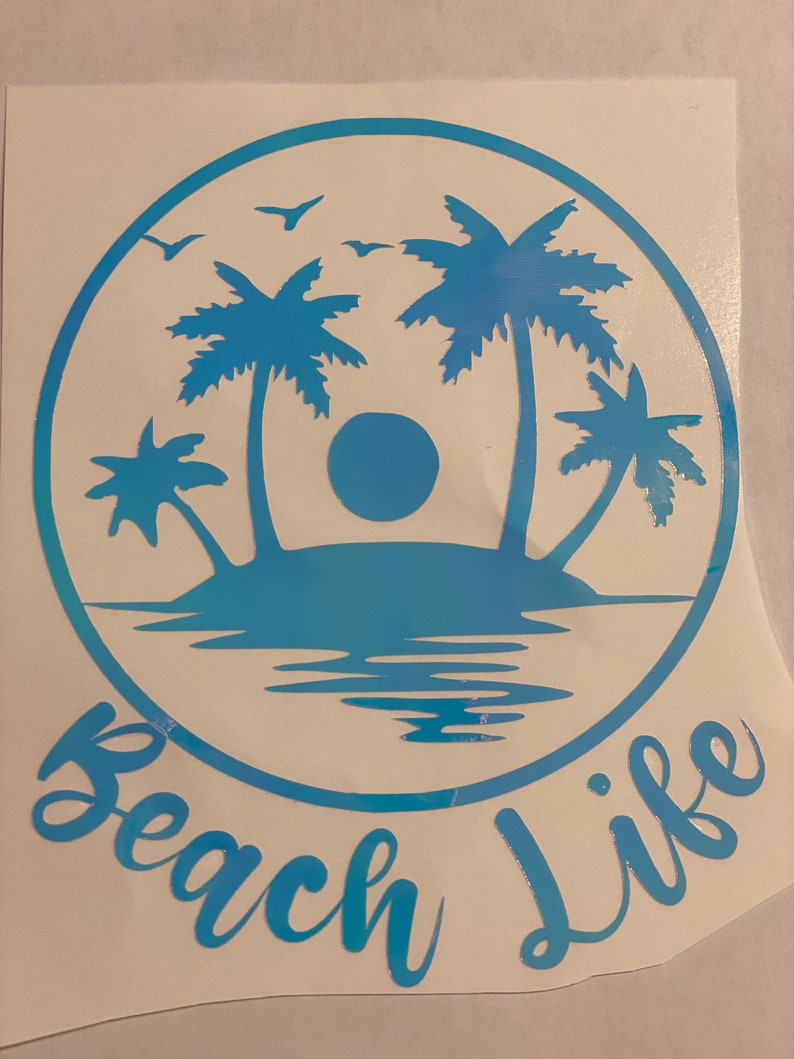 Beach Life Palm Tree Decal Sticker Car Decal Tumbler Decal - Etsy