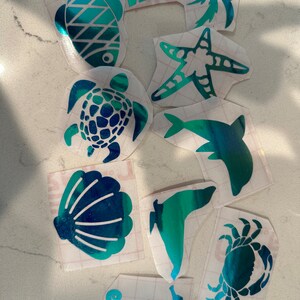 Tropical Beach Ocean Theme Decal Stickers || Dolphin, Palm Tree, Turtle ...