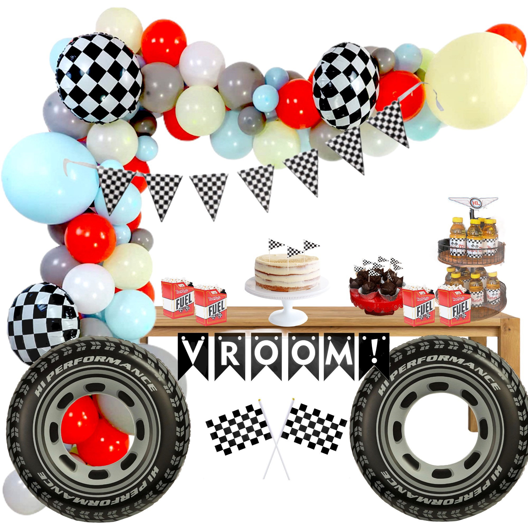 Race Car Birthday Racetrack Floor Running Decoration - Two Fast ...