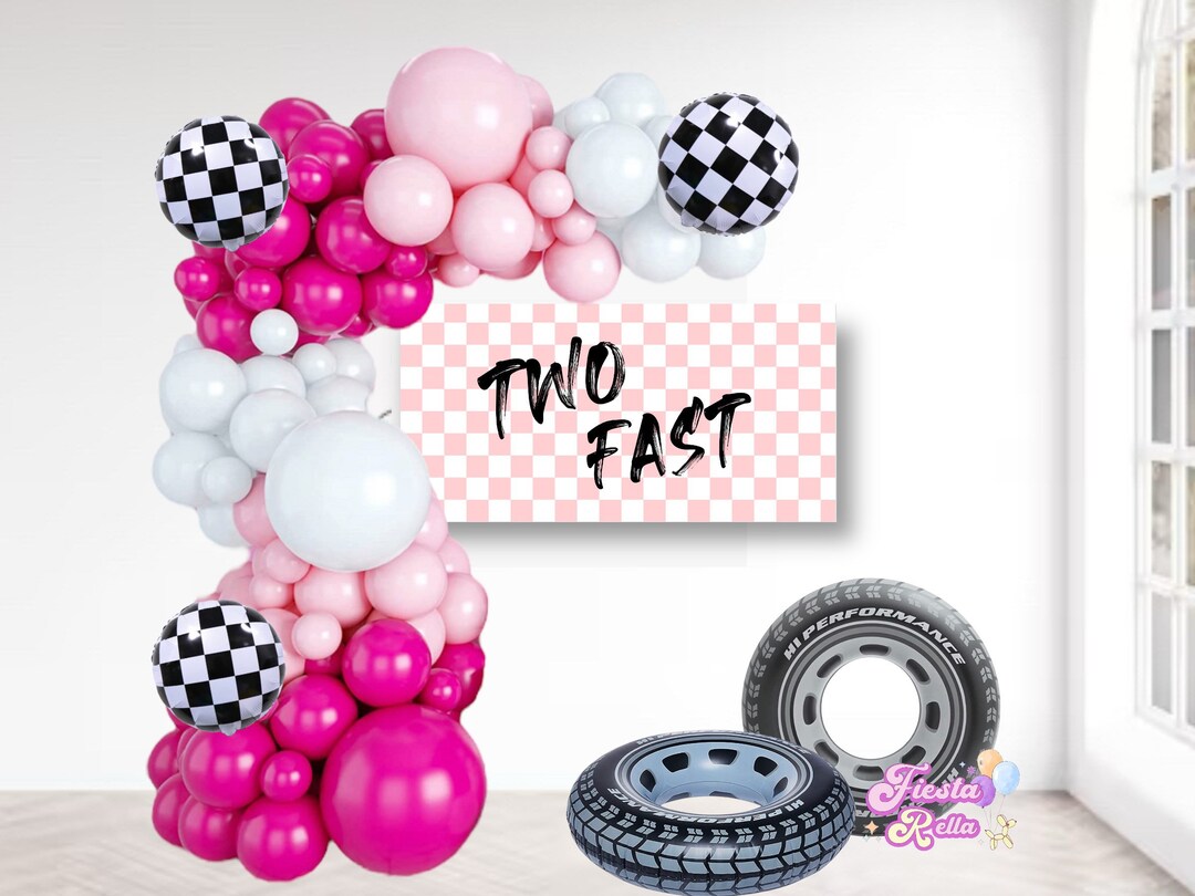 Girl Race Car Digital Banner - Pink Race Car Digital Banner - Two Fast ...