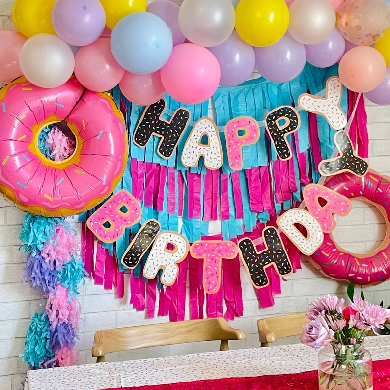Donut Happy Birthday Banner Donut Grow up Birthday Party - Etsy