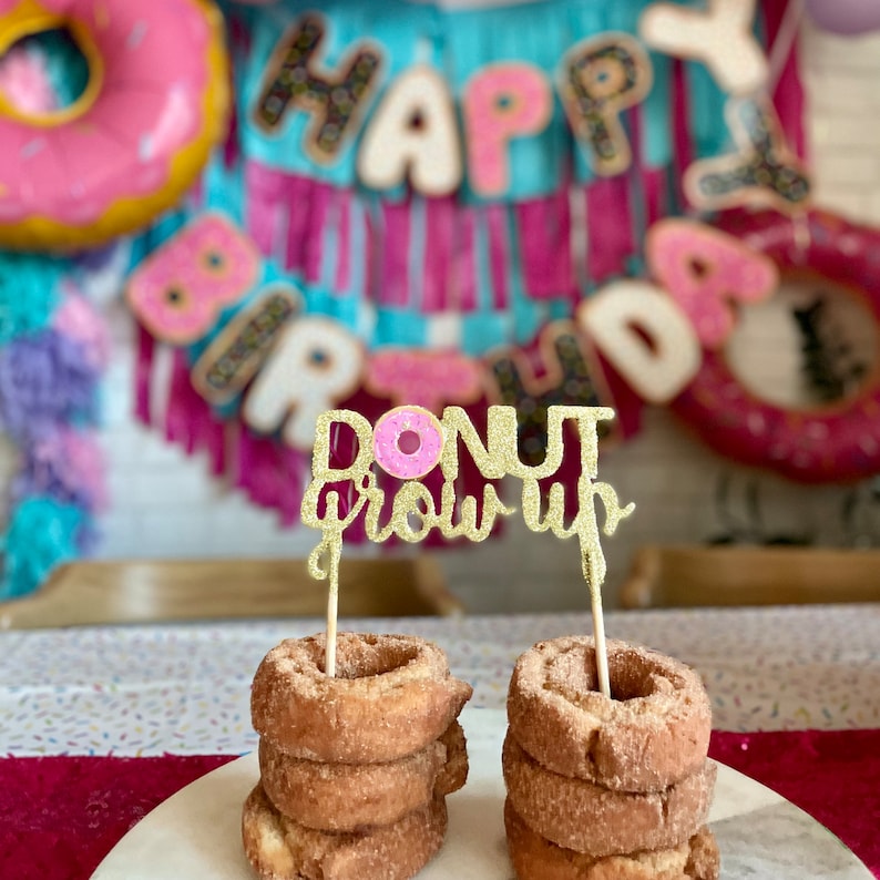 Donut Happy Birthday Banner Donut Grow up Birthday Party - Etsy