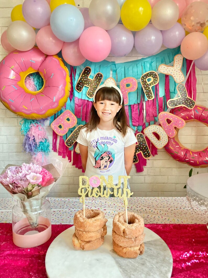 Donut Happy Birthday Banner Donut Grow up Birthday Party - Etsy