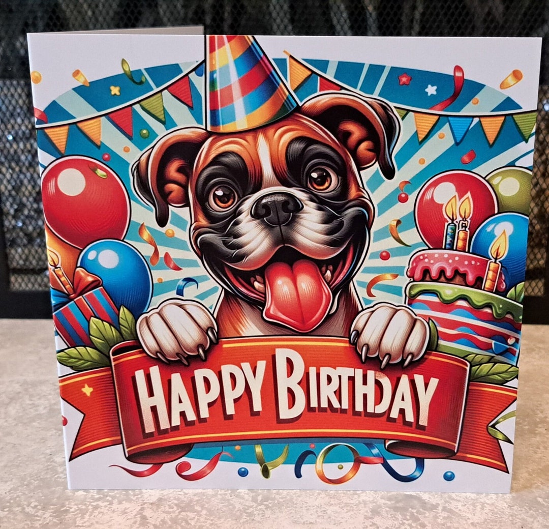 Boxer Dog - Happy Birthday Card - Perfect for Boxer Owners! - Etsy UK