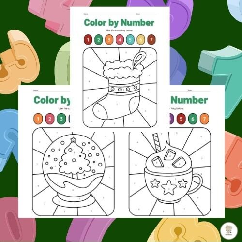 Color by Number Christmas Edition 4 Pages Kids - Etsy