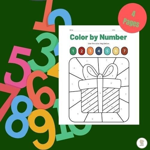 Color by Number | Christmas Edition | 4 Pages | Kids - Etsy