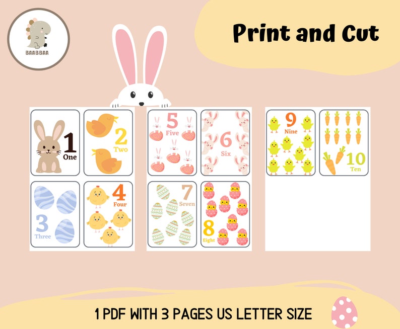 Easter Flash Cards 1 - 10 | Preschool | Kindergarten | Activity ...