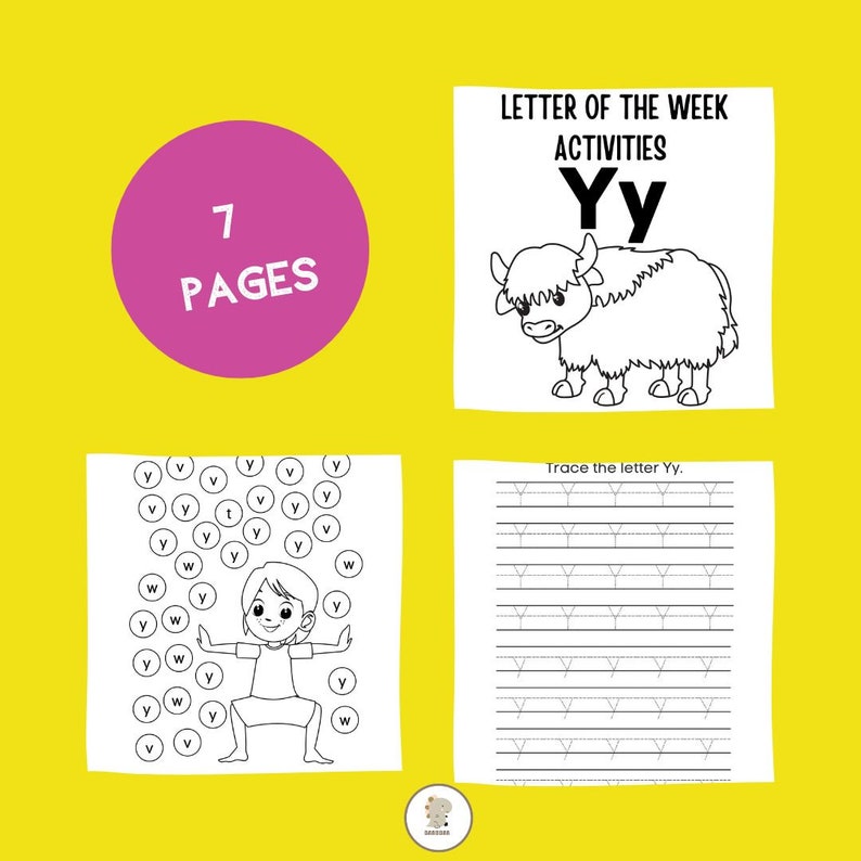Alphabet Worksheets Yy Letter of the Week 7 Learning Pages - Etsy